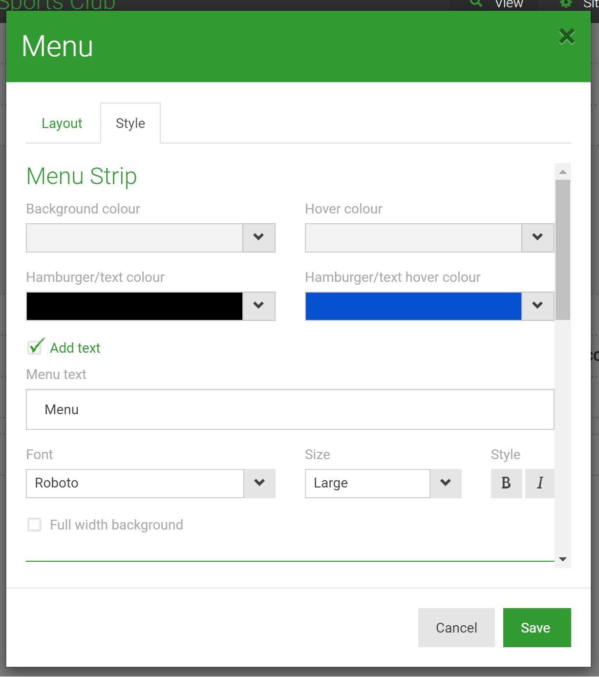 The Menu – Sporty Online Support Centre