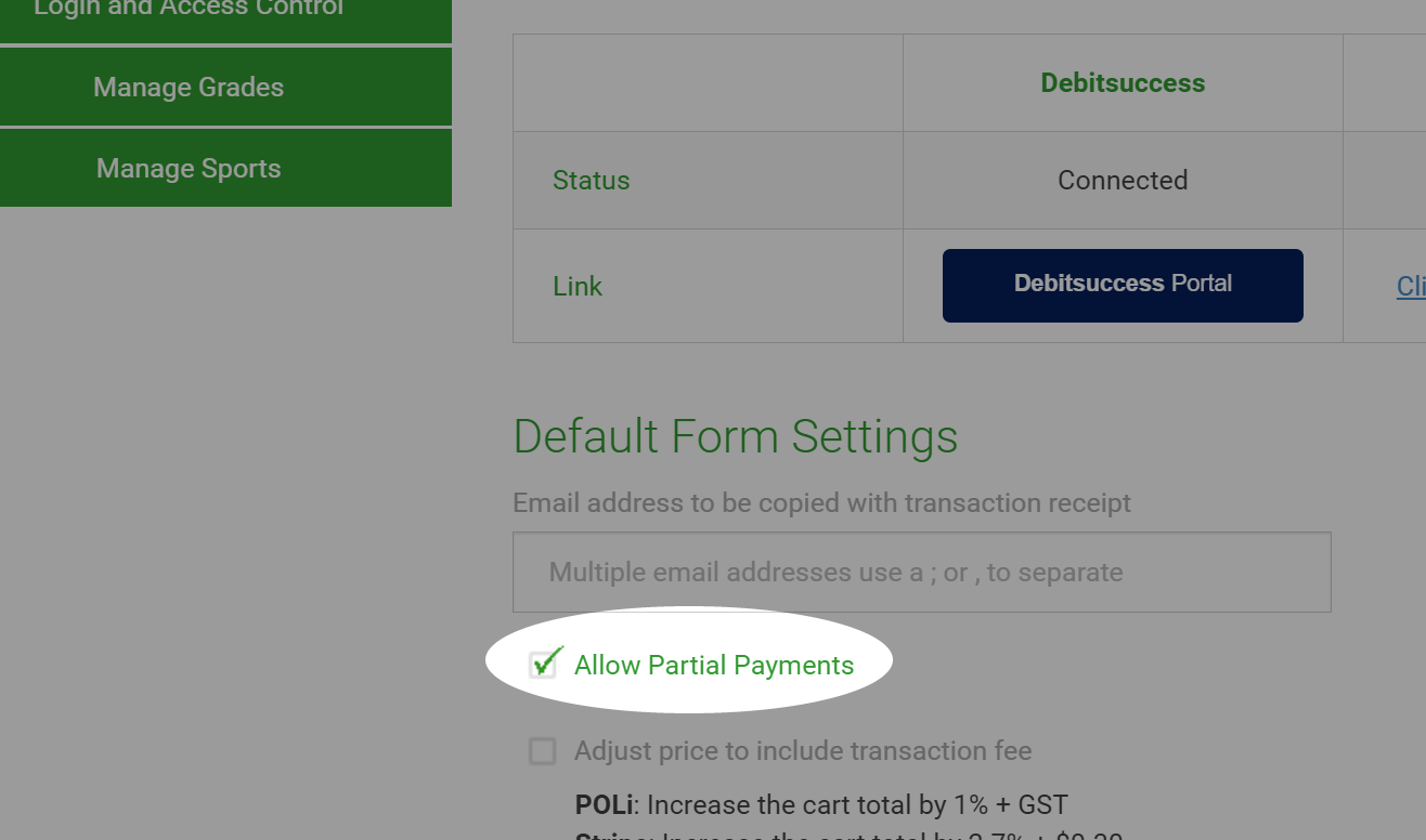 Partial Payments – Sporty Online Support Centre