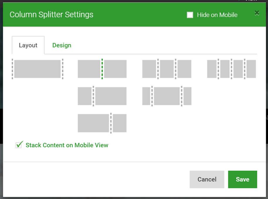 Column Splitter Widget – Sporty Online Support Centre