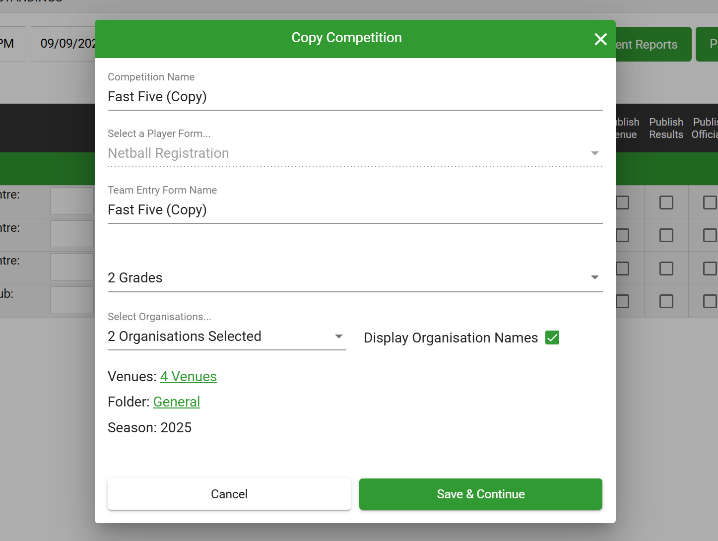 Copying a Competition – Sporty Online Support Centre